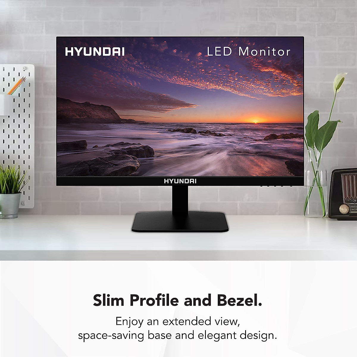 HYUNDAI 24 Inch Professional Thin LED Monitor - Full HD 1080p Resolution, HDMI & VGA Ports, 75Hz Refresh Rate VESA Mountable , Sleek Black Design for Home and Office (24FOM Series)