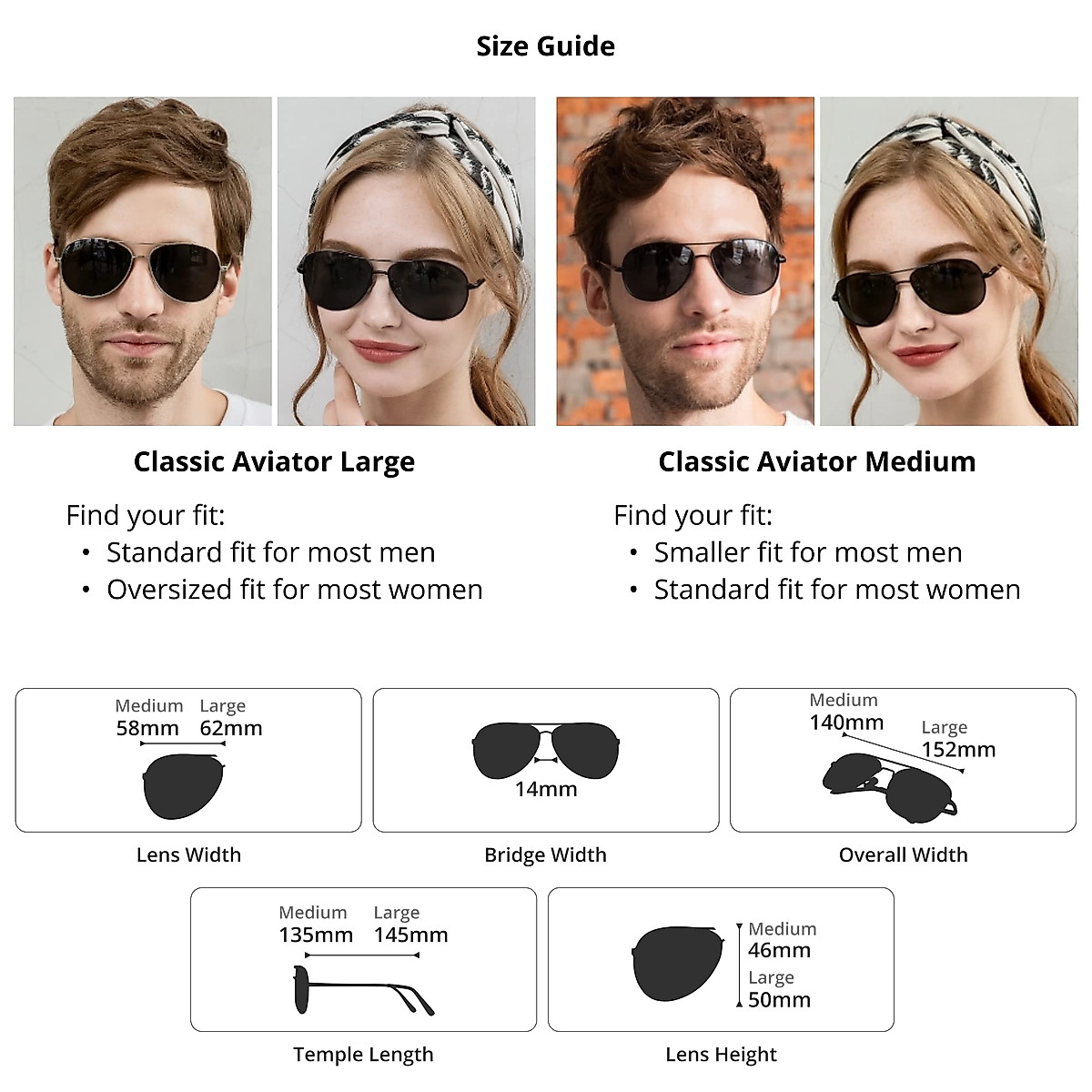 J+S Premium Military Style Classic Aviator Sunglasses, Polarized, 100% UV protection for Men Women (Large Frame - Silver Frame/Black Lens)…
