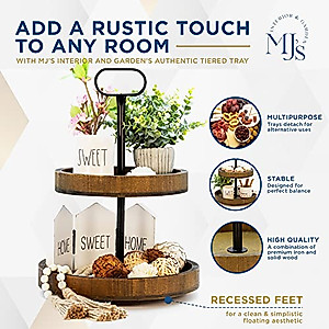 Tiered Tray Stand - 2 Tier Tray for Fruit, Cupcakes & More - Farmhouse Tiered Tray Decor Holder - 2 Tiered Tray Stand Farmhouse Tray - Wooden Trays for Decor - Two Tiered Serving Tray - Two Tier Tray