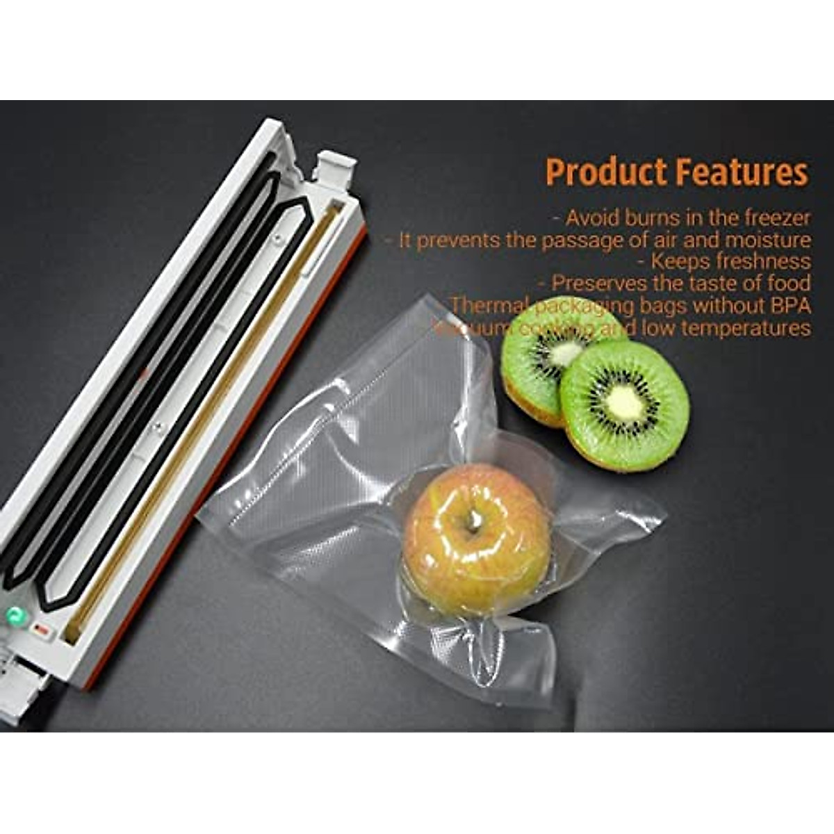 KUHINJA Vacuum Sealer Rolls, 4 Rolls (6"+8"+10"+11")*16.5' Commercial Grade Bag Rolls, Food Vac Bags for Storage, Meal Prep or Sous Vide, BPA Free