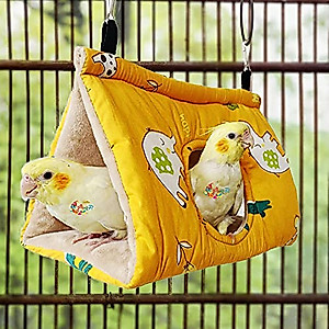 Rypet Winter Warm Bird Nest House - Hanging Hammock Velvet Shed Hut Cage Plush Fluffy Birds Hideaway Sleeping Bed Fuzzy for Parrot Parakeet Cockatiels Budgies Lovebird Medium