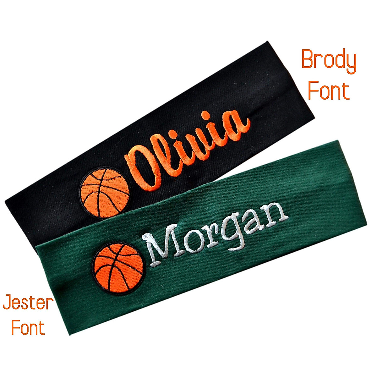 Funny Girl Designs Personalized Monogrammed Embroidered Basketball Patch Cotton Stretch Headband