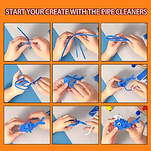 Aoibrloy 200 Pieces Pipe Cleaners Craft Supplies, Multi-Color Chenille Stems Craft Pipe Cleaners Bulk for DIY Art and Craft Projects, 12inch x 6mm