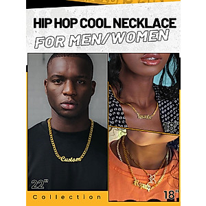 Custom Name Necklace for Men, Gold Nameplated Personalized Initial Name Choker Necklace with Curb Chain Personalized Jewelry Gift for Women