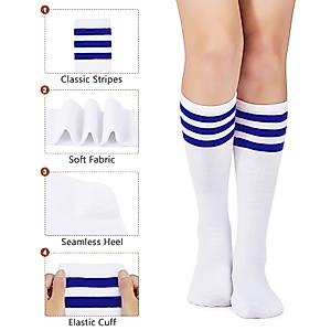 American Trends Knee High Socks Thigh High Socks Baseball Stockings Striped Casual Socks for Women 1 Pack White Red One Size
