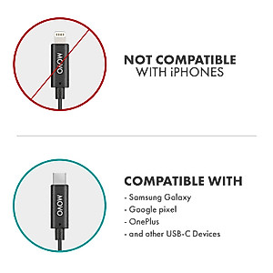 Movo Edge-UC-Duo Wireless Lavalier Microphone System, USB Type-C Compatible, Omnidirectional Lapel Microphones, Dual Channel Select, 1-Year Warranty