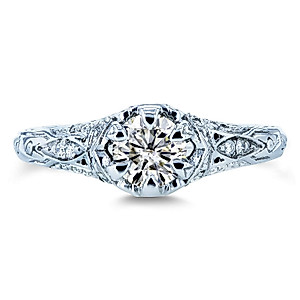 Kobelli Moissanite (G-H) 6-Prong Antique Style Engagement Ring 5/8 CTW 14k White Gold, 7.5