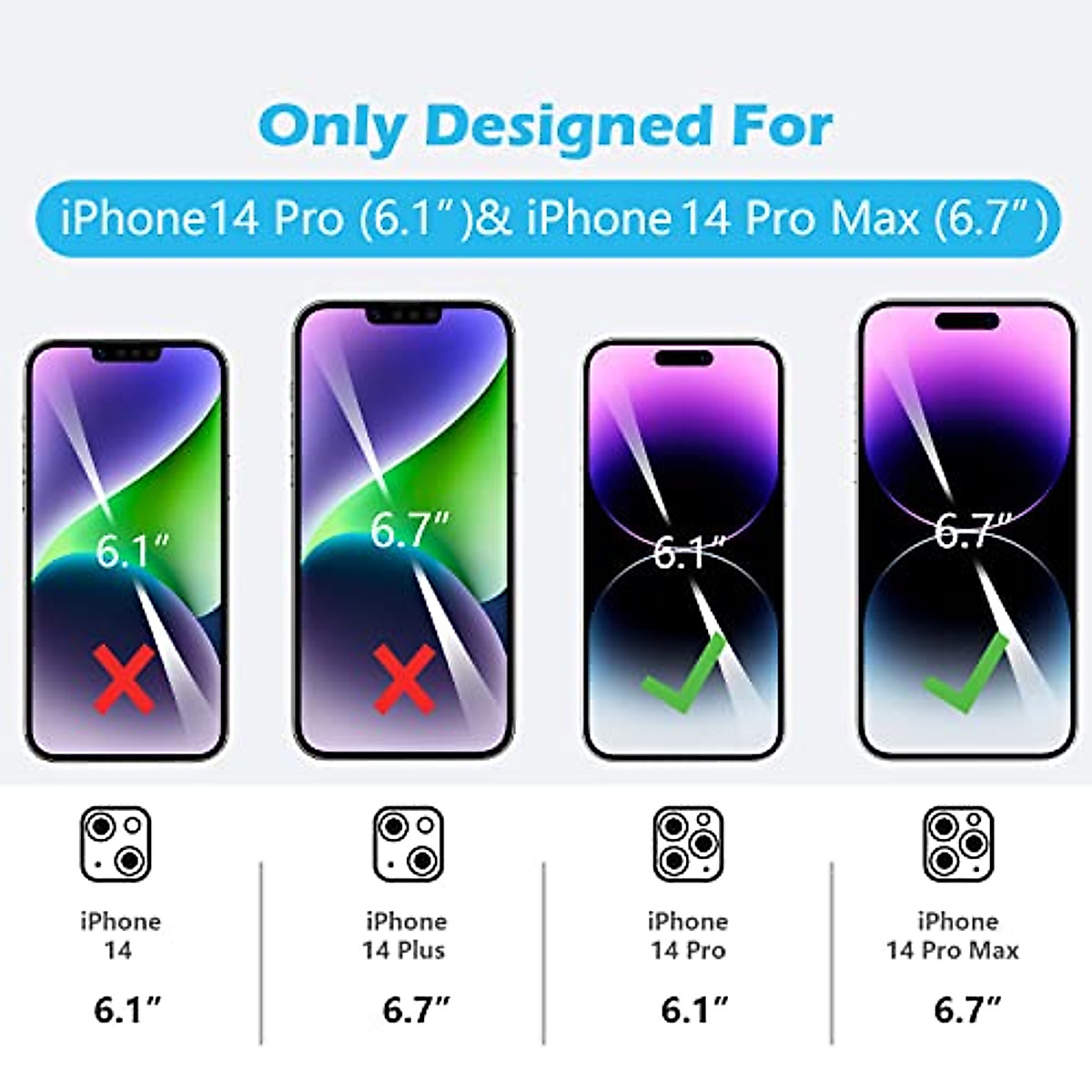 imluckies [3 Pack] Camera Lens Protector for iPhone 14 Pro 6.1" / iPhone 14 Pro Max 6.7", 9H Tempered Glass Film with Anti-Flash Ring, HD Clear, Scratch Resistant, Case Friendly, Easy Installation