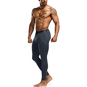 ATHLIO Men's Thermal Compression Pants, Athletic Running Tights & Sports Leggings, Wintergear Base Layer Bottoms, 3pack Thermal Pants Black/Black & Red/Charcoal, X-Large