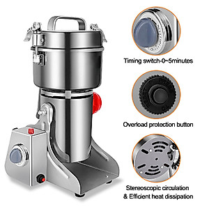 ExGizmo Electric Grain Grinder 800g,Swing Type Grain Mill Grinder 3000W,110V Stainless Steel High-speed Spice Herb Grinder Superfine Machine Dry Cereals Pulverizer Swing Type