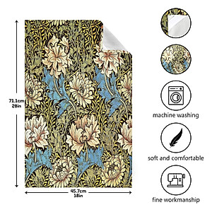 ALAZA William Morris Flowers Floral Prints163 Kitchen Towels Absorbent Dish Towels Soft Wash Clothes for Drying Dishes Cleaning Towels for Home Decorations Set of 4, 28 X 18 Inch