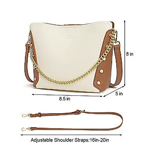 CLUCI hobo Bags for Women Vegan Leather Purses and Handbags Designer Ladies Shoulder Bucket Bag Beige with Brown