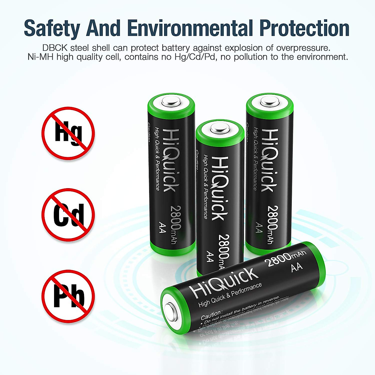 HiQuick 8 Bay Smart Battery Charger with 8 AA Battery + 16 Pack AA Rechargeable Batteries