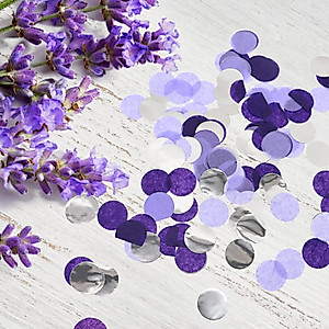 VCOSTORE 5000 pieces Tissue Paper Confetti Circles - Round Paper Confetti Dots - Large Table Confetti for Birthday Wedding Party Decoration and Baby Shower decoration(Purple & Sliver)