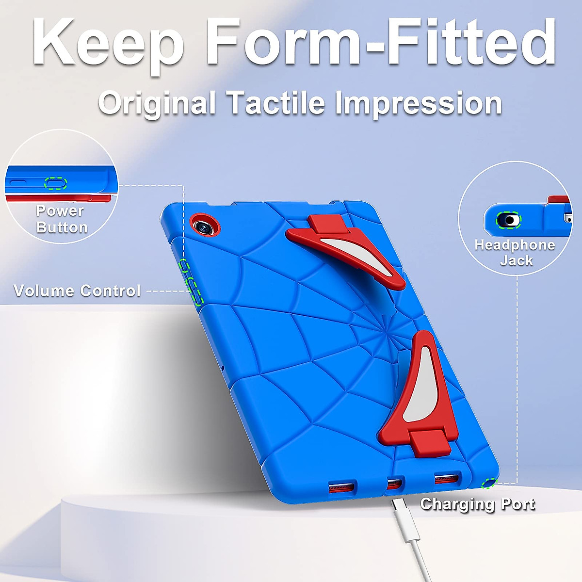 Auizotl Case for Samsung Galaxy Tab A8 10.5 Case for Galaxy Tab A8 Case with Kickstand 3 Layer Rugged Military Grade Shockproof 10.5 inch Cover (SM-X200/X205/X207), Blue Red