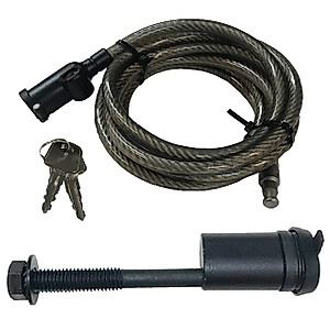 Hollywood Racks Locking Threaded Hitch Pin Bolt with Security Cable Lock Black, 1/2-13 TPI