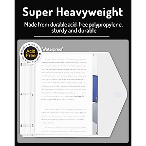 Forvencer Binder Pocket, 10 Pack Super Heavyweight Poly Binder Pocket with Hook and Loop Closure, Binder Folders Side Loading, 3 Ring Binder Pocket, Letter Size, Clear