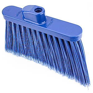 SPARTA Plastic Broom Head, Angled, Flagged for Small Debris Indoor, Outdoor, Home, Restaurant, Lobby, Office, 12 Inches, Blue