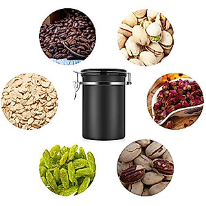 Coffee Container, Coffee Canister Large Airtight Stainless Steel Coffee Container Kitchen Storage Canister for Coffee, Christmas Gift and Birthday Gift(Black)