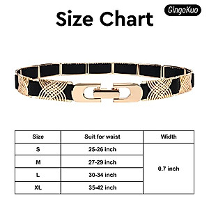 gingokuo Women Dress Belts Elastic Stretch Waist Belts for women Dresses with Gold Buckle wave Suit for waist 27