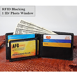 Vietnamcreations Men's Genuine Crocodiile Bifold Wallet RFID Blocking Black #8