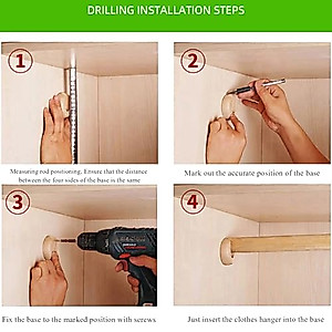 2 Sets Wooden Wall Mounted Closet Rod with base,Oval Saving Space Hanging Rod, Closet Pole for Wardrobe Hallway Bathroom Curtain Clothing Store(60cm(23.6in), Natural)