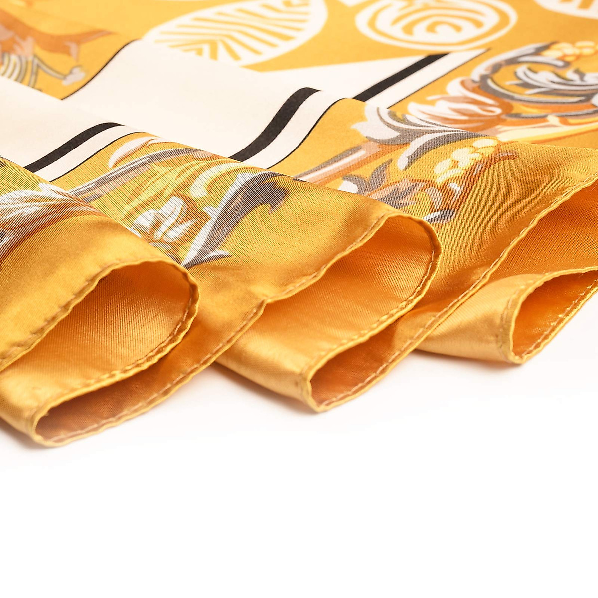 Lingso Silk Like Scarf,Head Scarves for Women,Stain Square Scarf for Hair Wrapping 35“X35” (Roman gold)