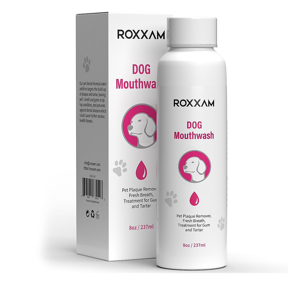 ROXXAM Dog Mouthwash: Advanced Dental Care Water Additive for Dogs | Keep Dog Breath Fresh and Teeth Clean | Supports Gum Health | Eliminates Bad Breath, Whitens Teeth, Prevents Cavities