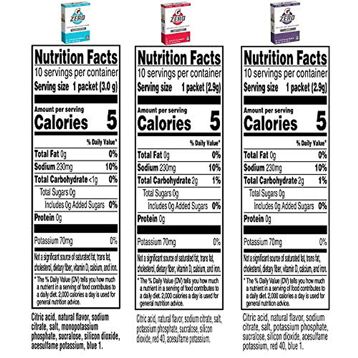 Gatorade G Zero Powder, Fruit Punch Variety Pack, 0.10oz Individual Packets - 10 Count (Pack of 5)