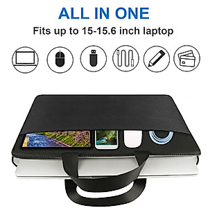 Laptop Sleeve Case 15.6 inch, Durable Travel Laptop Bag HandBag Shockproof Protective Computer Cover Carrying Bag Briefcase for 15" 15.6" HP Asus Acer Dell Lenovo Laptop Notebook Ultrabook, (Black)