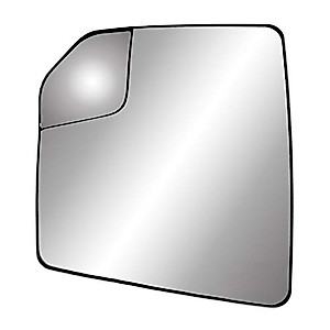 Driver Side Heated Mirror Glass w/backing plate, Ford F150, adjustable spot mirror, w/o tow pkg, w/o auto dimming, w/o blind spot detection system, 7 15/16" x 7 3/16" x 9 1/2"