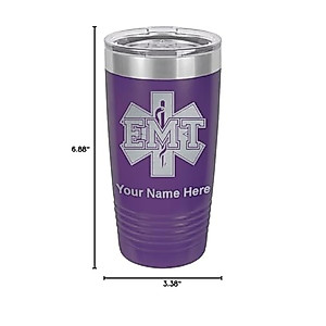 LaserGram 20oz Vacuum Insulated Tumbler Mug, EMT Emergency Medical Technician, Personalized Engraving Included (Dark Purple)