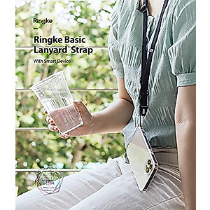Ringke Lanyard Design Strap Shoulder Neck Hand Wrist Designed for Cell Phone Cases, Keys, Cameras & ID QuikCatch Lanyard Adjustable String - Black