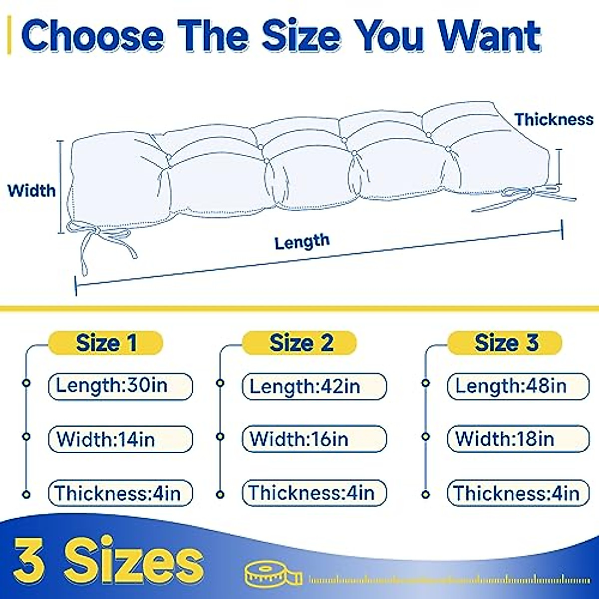 ROFIELTY Bench Cushion 30x14 Inch. Soft Outdoor Swing Cushion. with Non-Slip Bottom, Tufted Window Seat Cushion for Many Scenarios of Use. (30x14, Plush-Lime Green)