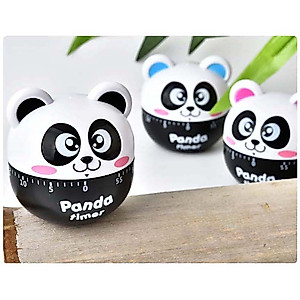 Mini Size Cartoon Panda Machinery Timer 60 Minutes Mechanical Kitchen Cooking Timers Clock Loud Alarm Counters Manual Timer Kitchen Utensil (Black)