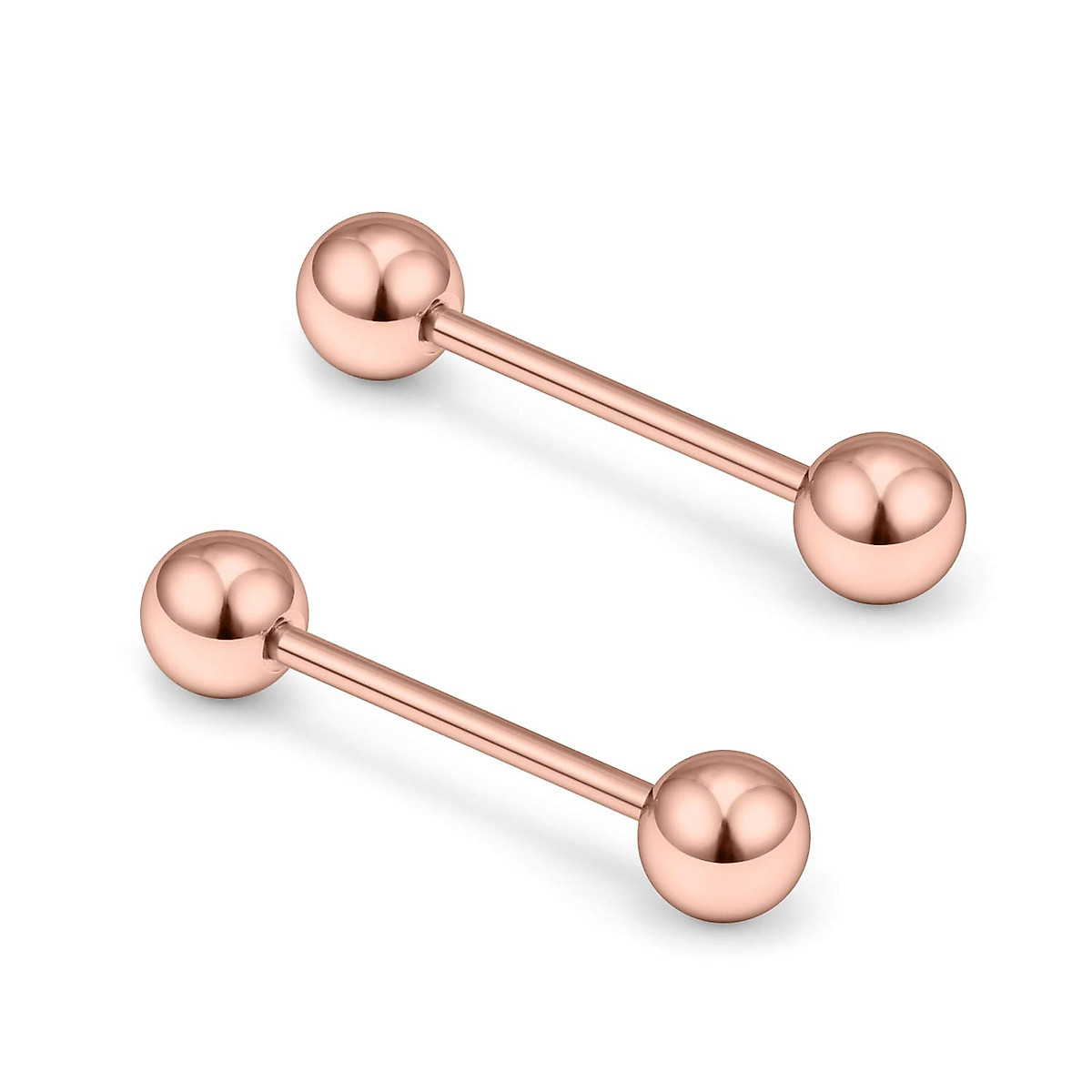 Ftovosyo 2PCS 16G 316L Stainless Steel Internally Threaded Tongue Nipple Shield Barbell Ring Bar Body Piercing Jewelry Retainer 14mm Rose Gold