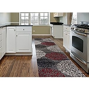 Contemporary Modern Floral Indoor Soft Runner Area Rug 2' x 7'2" Red