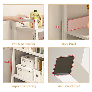 IOTXY 4-Tier Ladder Shelf Bookcase - Wooden Open Bookshelf with Metal Frame, Display Rack for Living Room, Bedroom, Kitchen, and Home Office, White