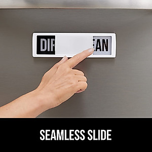 Gorilla Grip Dishwasher Clean and Dirty Magnet Sign, Optional Adhesive, Magnetic, Easy Read, Non-Scratch, Heavy Duty Shutter Slide Magnets for Dish Washer, Kitchen Accessories, 7x2, White