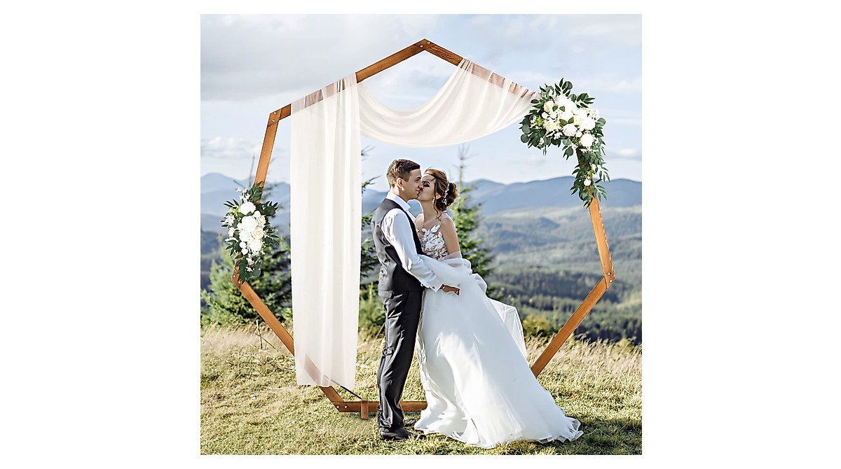 Heptagonal Wooden Arch for Elegant Weddings - 7.2FT