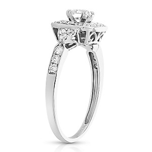 Vir Jewels 3/4 cttw Diamond Halo 4-Prong Wedding Engagement Ring Cushion 14K White Gold Size 6.5