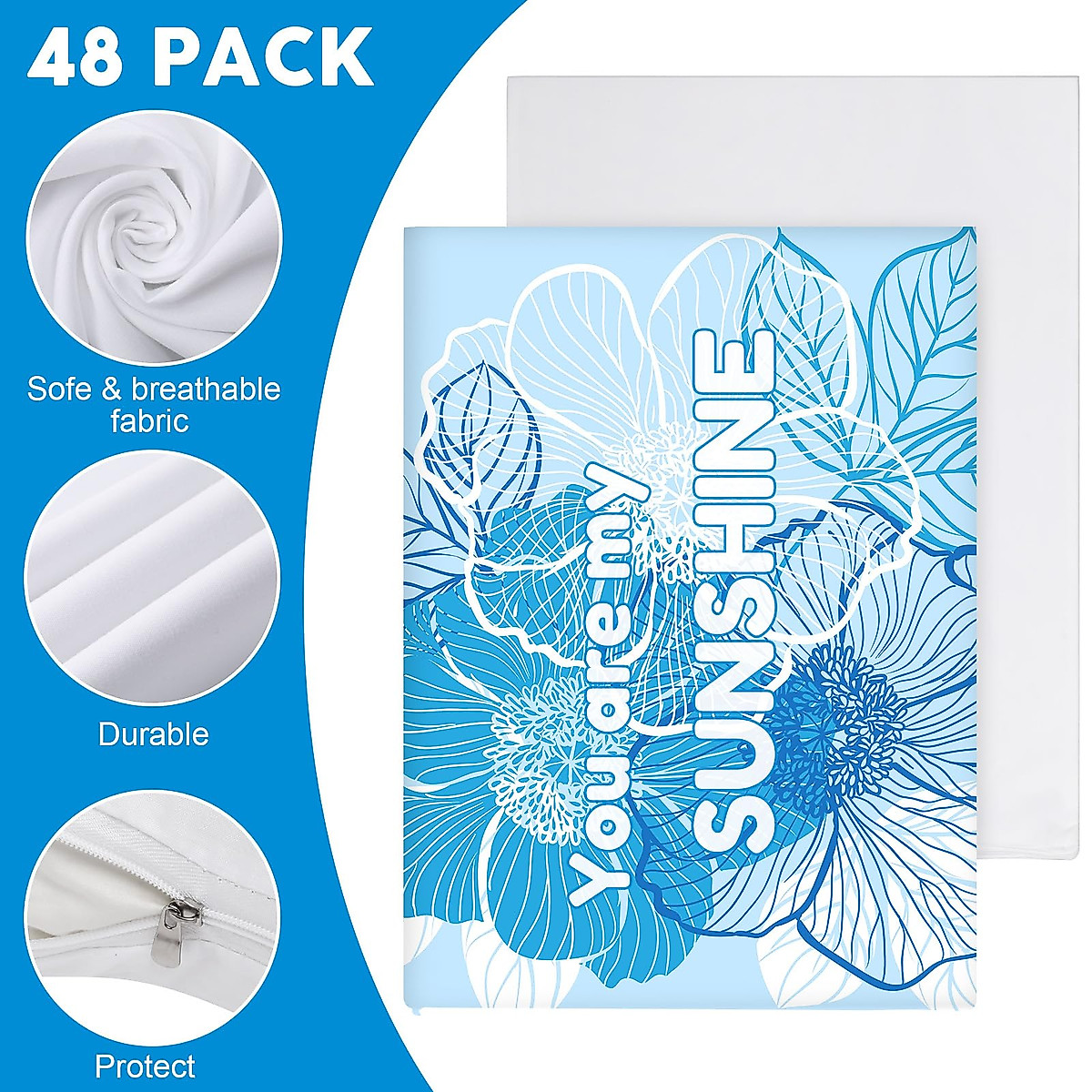 Shimeyao 24 Pcs Zippered Pillow Protectors Bulk Standard Bedding Pillow Cases Soft Breathable Cotton Sateen Dust Protection Covers White Cases for Home Hotel Rental (20 x 26 Inch)