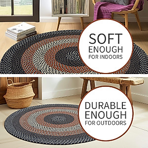 Super Area Rugs Rustic Red/White/Blue Braided Rug for Entryway/Foyer, Washable Navy Indoor Outdoor Braided Rug for Patio/Porch 3' x 5' Oval