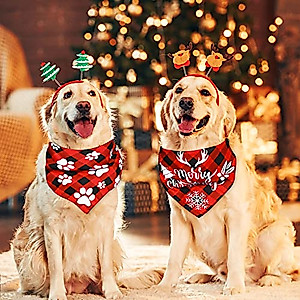 4 Pack Halloween/Thanksgiving/Christmas/New Year Dog Bandanas - Triangle Reversible Pet Scarf for Dogs, Adjustable Holiday Dog Bandanas for Small Medium Large Dogs Pets