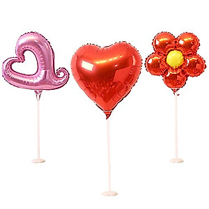 Set of 10 Balloon Stick Stand Table Balloon Stand Kit Reusable Balloon Column Holder with Balloon Pole Desktop Stand Base Support Holder for Wedding Birthday Party Supplies (White)