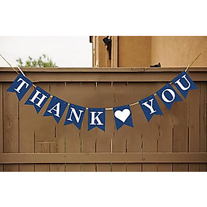 KUNGOON Thank You Banner,Premium Blue Wedding Bridal Shower,Thanksgiving Day Party Decorations,Engagement/Wedding Anniversary Party Decoration.