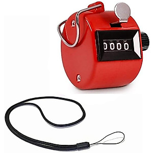 JJLFresheners 1PC FormVan Hand Tally Counter with Lanyard, Mechanical Lap Tracker Manual Clicker with Metal Finger Ring Hoop Holder, Red