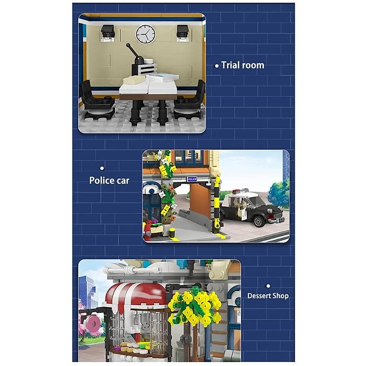 General Jim's City Police Station with Donut Shop Modular Building Blocks Set | MOC Building Set Compatible Bricks with Lego City Sets and Other Major Brands