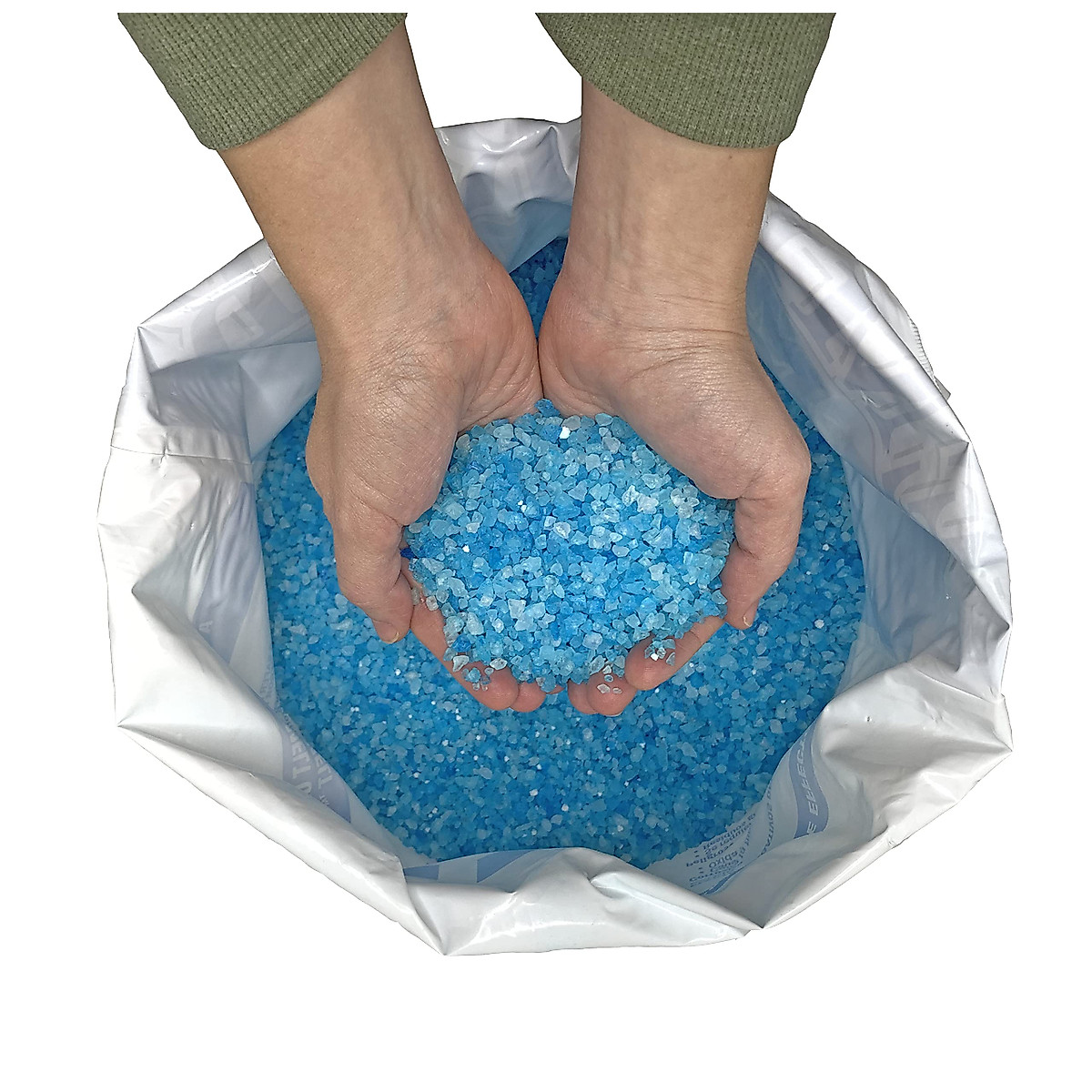Peach Country Blue Emperor Ice Melt. Environmentally Friendly Ice Melter and Pet Safe Ice Melt Effective to temperatures of -15 Degrees Fahrenheit. Comes in a 50lb Bag.