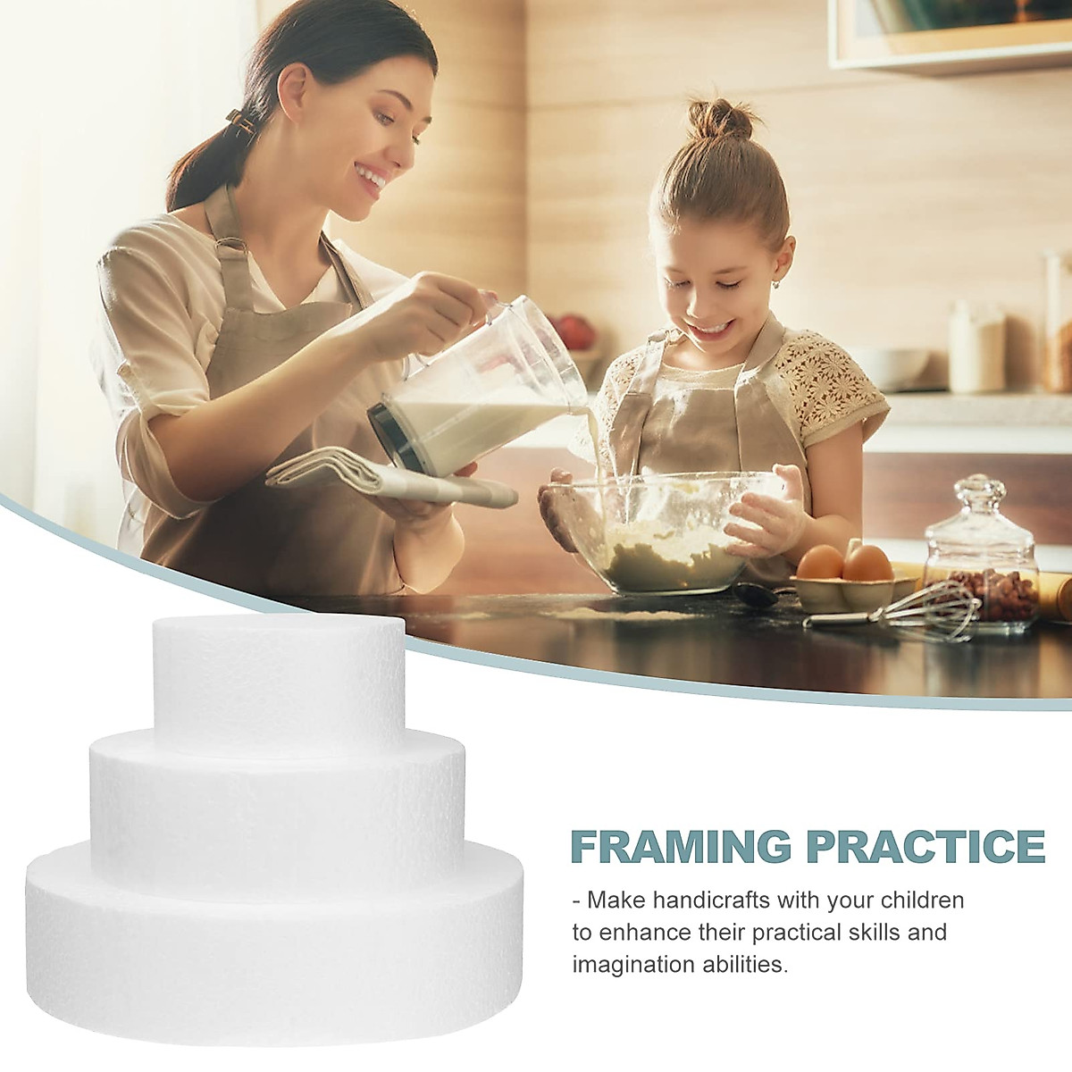 Cake Decorating 3Pcs 3-Tier Cake Foam Round Foam Cake Models Polystyrene Embryo Cake Modeling Ornament for Cake Decorating Wedding Display (White) Plastic Cake Stand